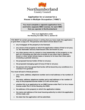 Fillable Online Guidance for completing the HMO application form Fax ...