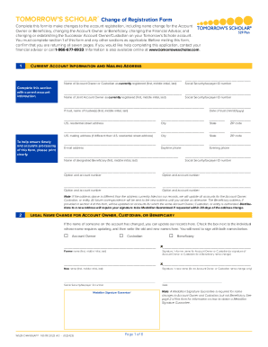 Fillable Online tomorrows-scholar-529-change-registration-form. ... Fax ...