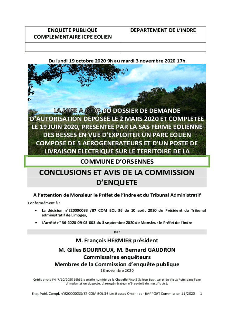 Remplissable En Ligne Rapports et conclusions du commissaire-enquteur (pour ... Fax Email ...