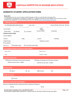 Fillable Online Lincoln Institute of Higher Education Ltd Fax Email Print - pdfFiller