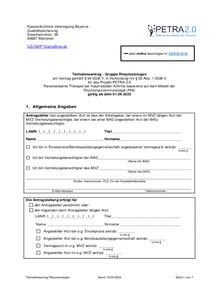 Ausfüllbar Online KVB -FORM-PETRA-2-0-Teilnahmeantrag-Rheumatologen ...
