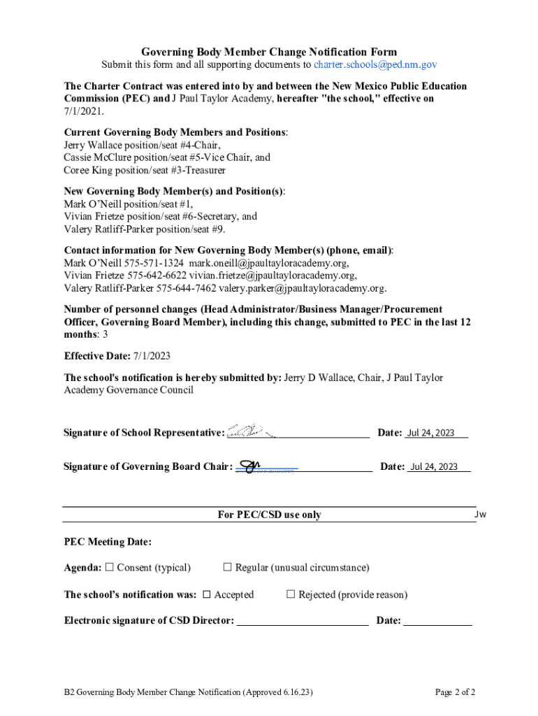 Fillable Online Governing Body By-Laws Change Notification Form Fax ...