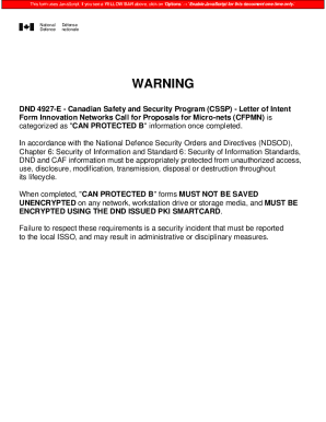 Fillable Online DND 4927-E - Canadian Safety and Security Program (CSSP ...