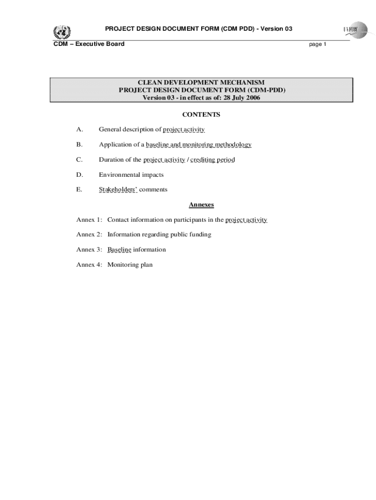 Fillable Online CDM-PDD-FORM Version 11.0 Page 1 of 39 Project ... Fax ...