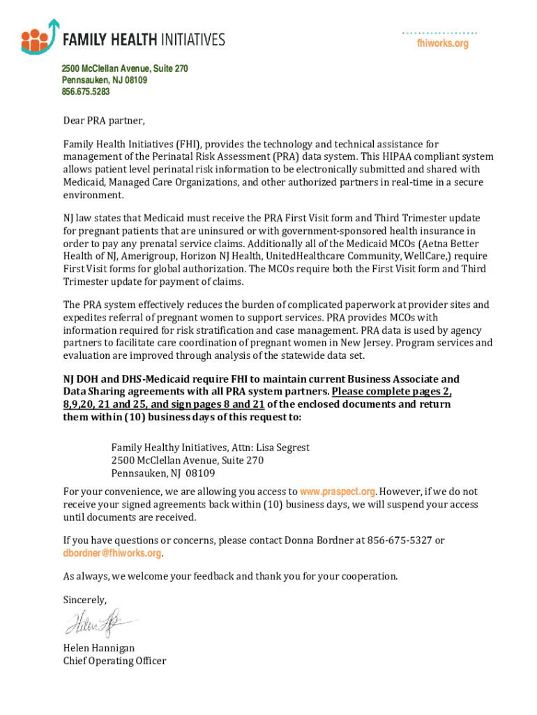 Fillable Online fhiworks.org Dear PRA partner, Family Health ...