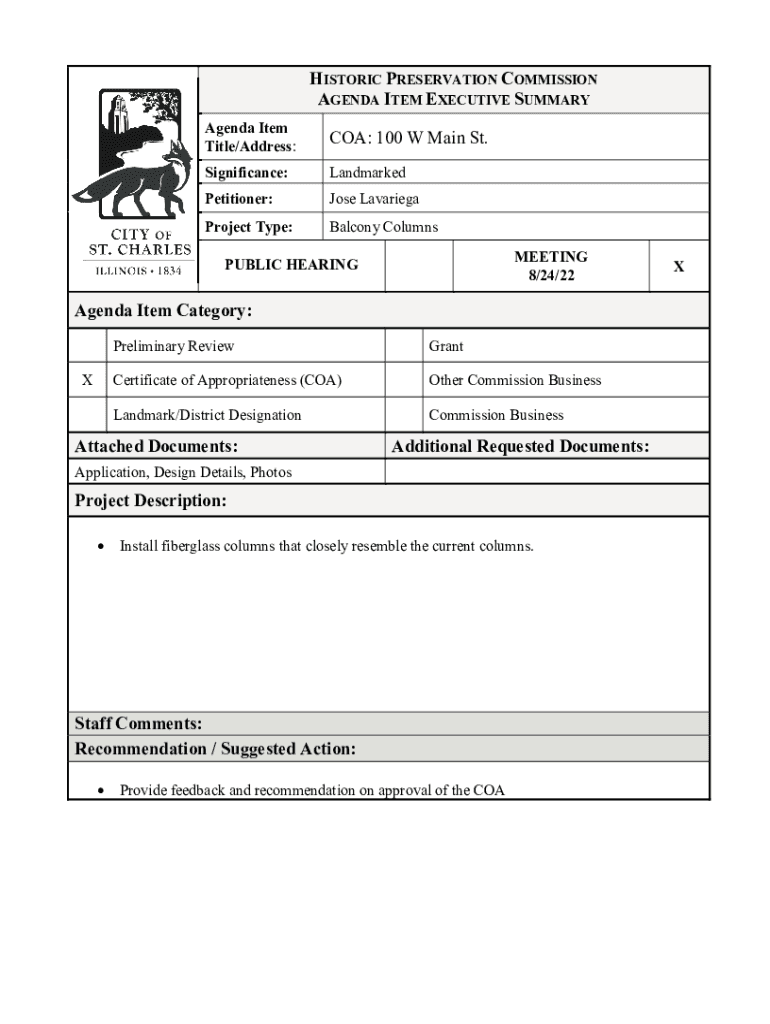 Fillable Online COA-100 W Main St. Columns.pdf Fax Email Print - pdfFiller