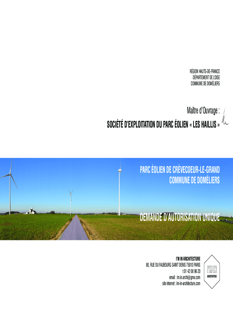 Remplissable En Ligne Parc olien de Crvecur-le-Grand - SEPE Fax Email Imprimer - pdfFiller
