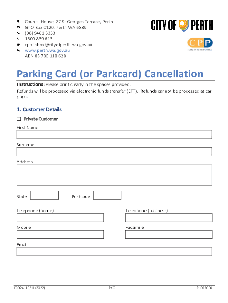 Fillable Online City of Perth Parking: Search for a CPP Car ...