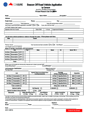 Fillable Online Beacon Off Road Vehicle Application Fax Email Print ...