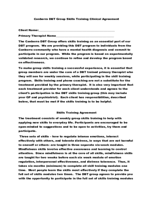 Fillable Online Canberra DBT Group Skills Training Clinical Agreement ...