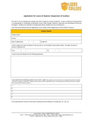 Fillable Online SC10.2-I - Application for Leave of Absence Form - International Students V2.1 ...