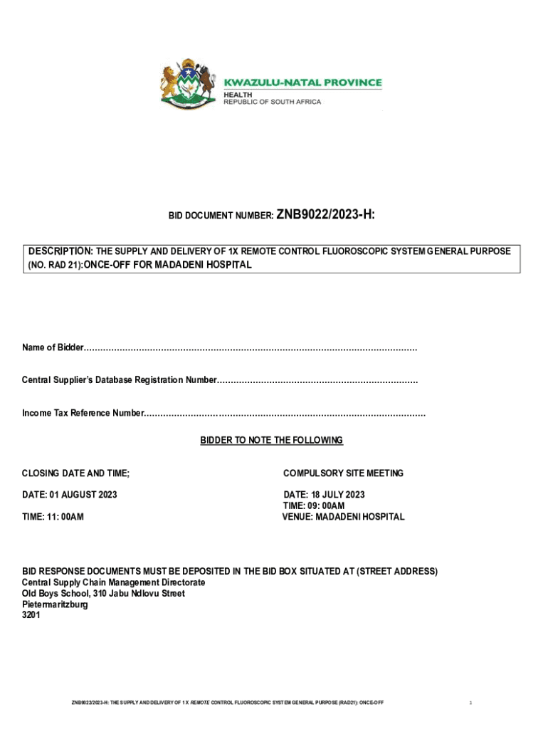 Fillable Online (NO. RAD 21):ONCE-OFF FOR MADADENI HOSPITAL Fax Email ...