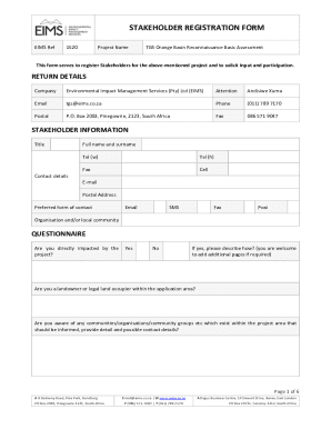 Fillable Online How to Create a Stakeholder Register Free Template Fax ...
