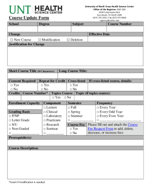 Fillable Online Fillable Student & Course Information (University of ...