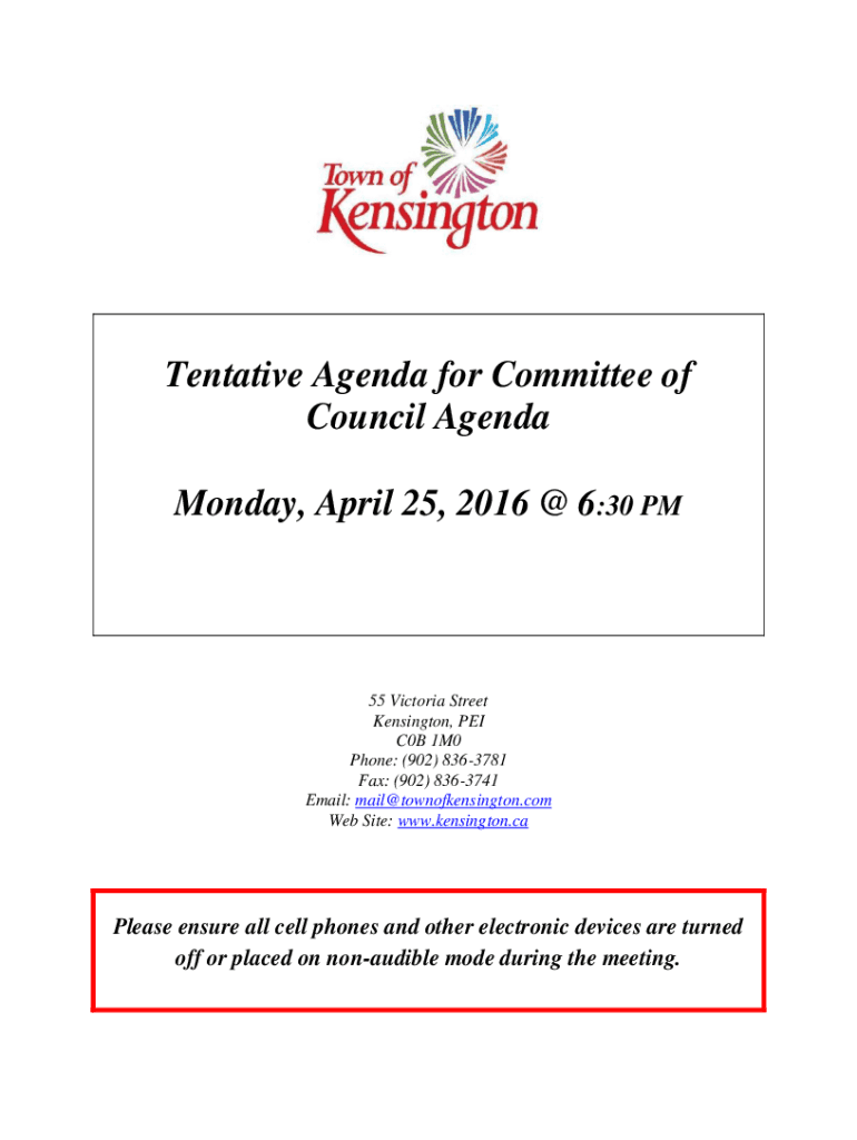 Fillable Online Committee-of-Council-Tentative-Agenda-April-2016 ...