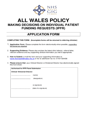 Fillable Online NHS Wales IPFR application form Fax Email Print - pdfFiller