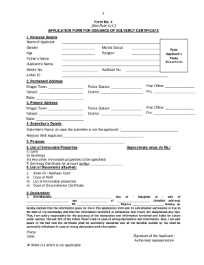Fillable Online APPLICATION FORM SOLVENCY CERTIFICATE Fax Email Print ...
