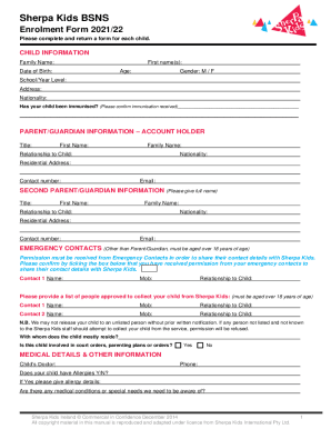 Fillable Online Sherpa Kids BSNS Fax Email Print - pdfFiller