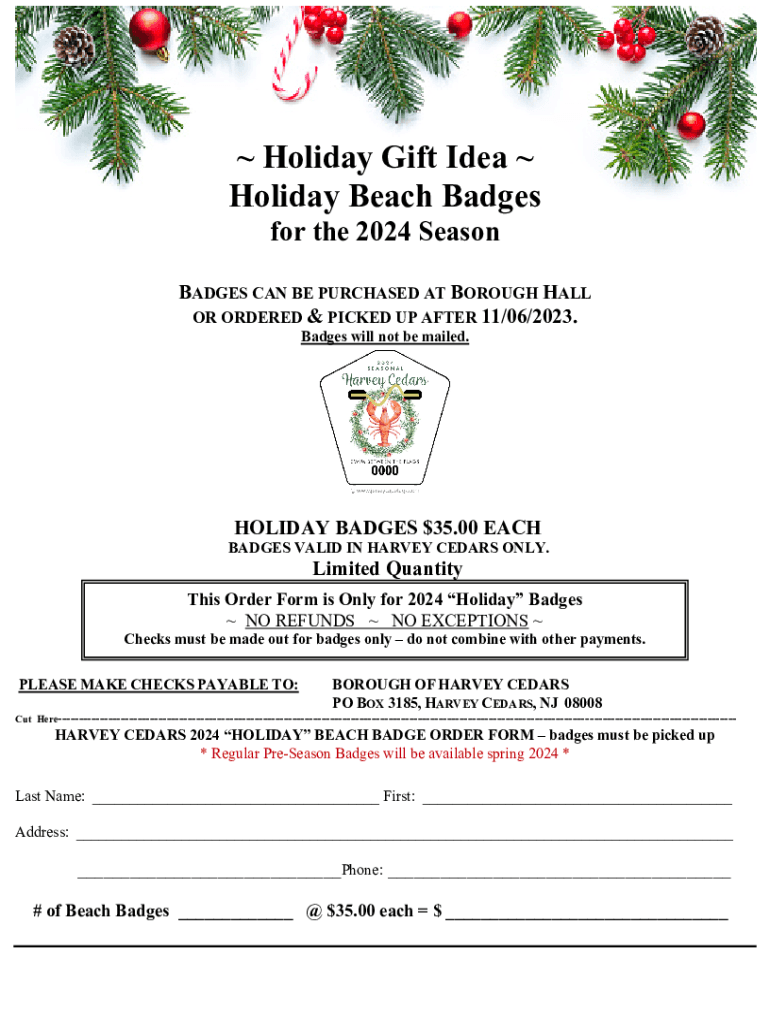 Fillable Online 2024 Holiday Badge Order Form.docx Fax Email Print ...