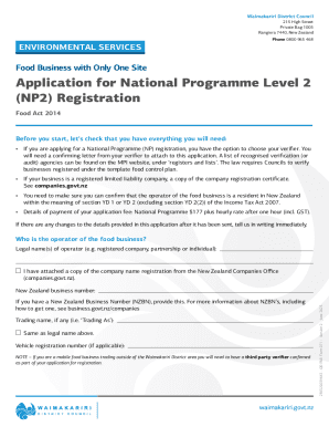 Fillable Online Application for National Programme Level 2 (NP2 ...