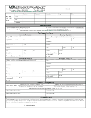 Fillable Online Medical Genomics Laboratory - Labs - NIH Genetic ...