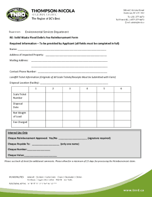 Fillable Online RE: Solid Waste Flood Debris Fee Reimbursement Form ...