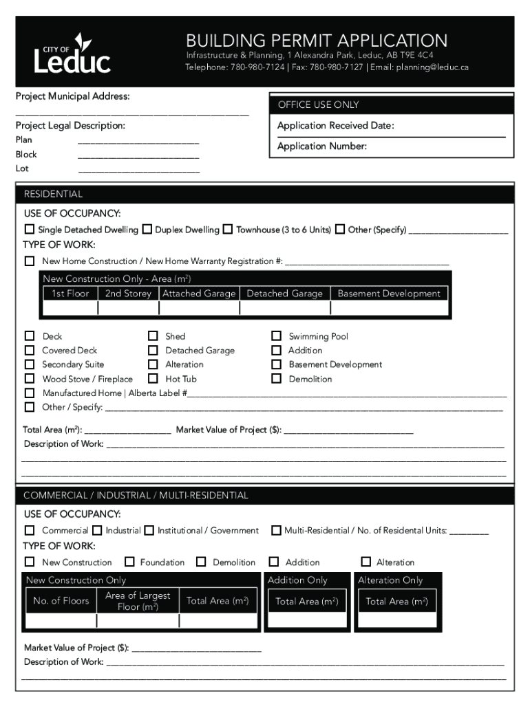 Fillable Online Building Permit Application Form - Infrastructure Cook ...