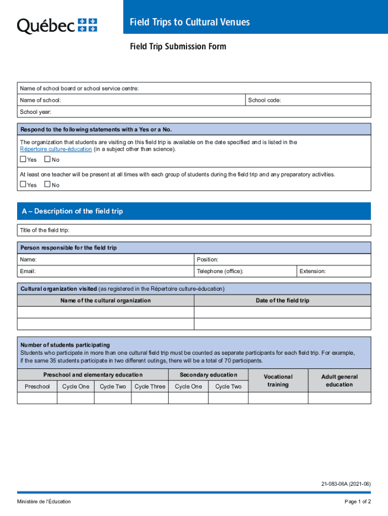 Fillable Online Field Trips to Cultural Venues. he Culture in the ...