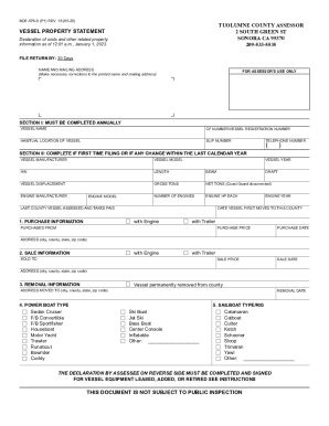 Fillable Online VESSEL PROPERTY STATEMENT THIS DOCUMENT IS ... Fax ...