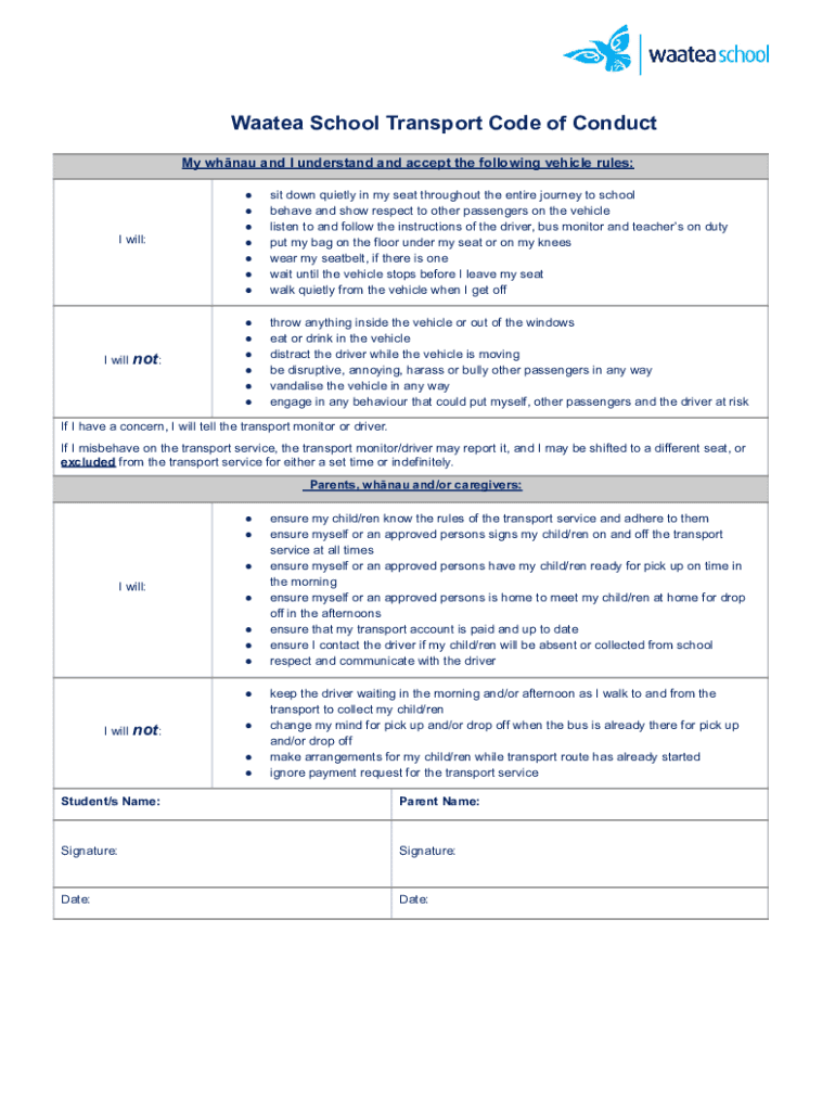 Fillable Online FORM.Transport Code of Conduct Fax Email Print - pdfFiller