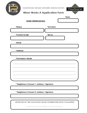 Fillable Online Minor Works A Application Form Fax Email Print - pdfFiller