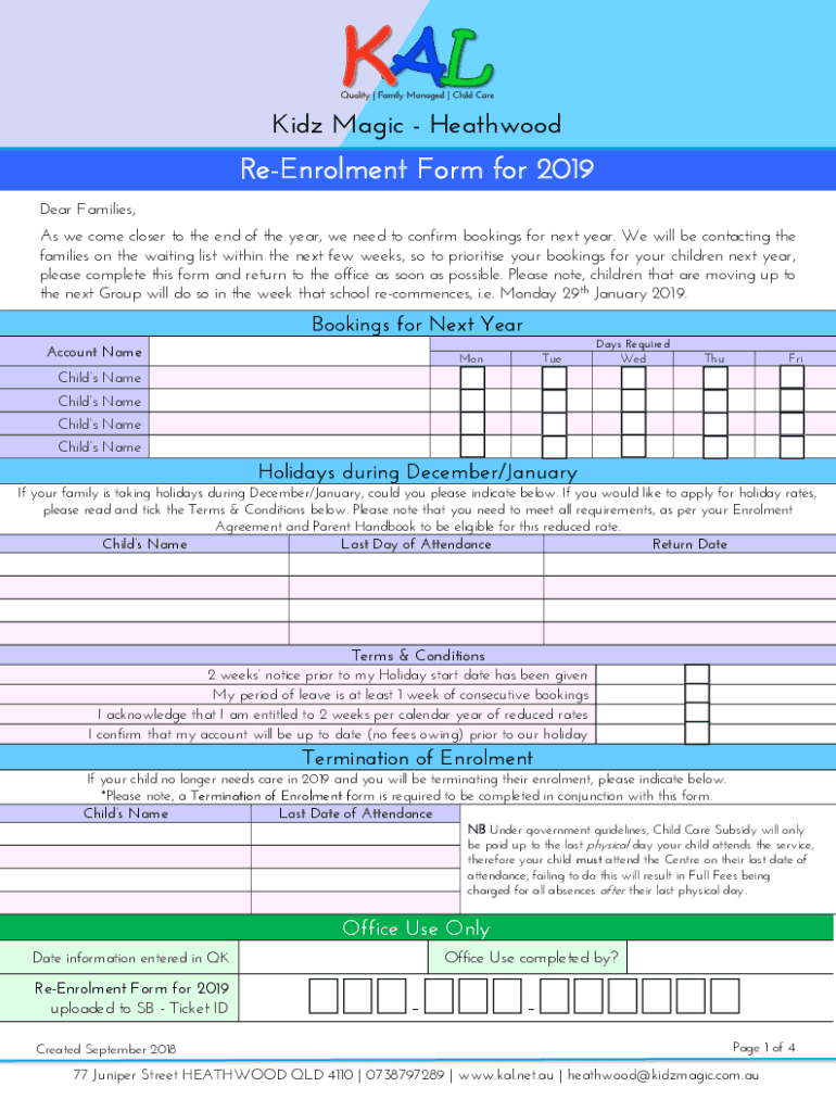 Fillable Online Kidz Magic - Heathwood - Our Service is extending ...