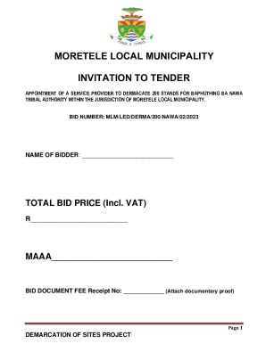Fillable Online Moretele Local Municipality Tenders Fax Email Print ...