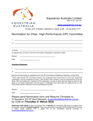 Fillable Online EA HP Committee Chair Nomination Form ... Fax Email ...