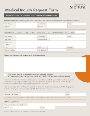 Fillable Online Medical Inquiry Request Form Fax Email Print - pdfFiller