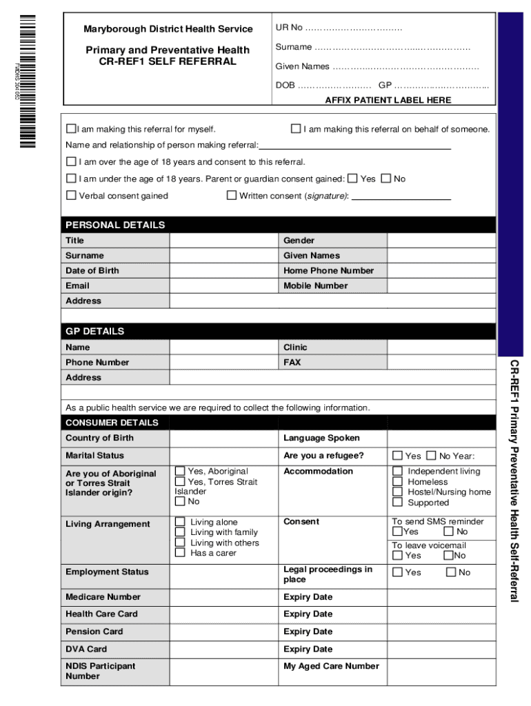 Fillable Online mdhs vic gov MDHS-Self-Referral-Form-CR-REF1- ... Fax ...