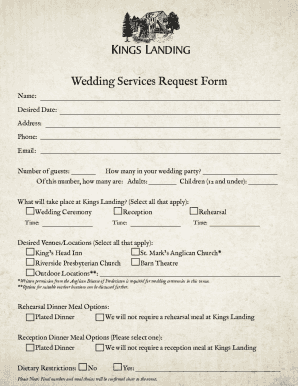 Fillable Online Wedding Services Request Form Fax Email Print - pdfFiller