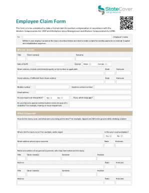 Fillable Online Application for Compensation and Report of Injury or ...