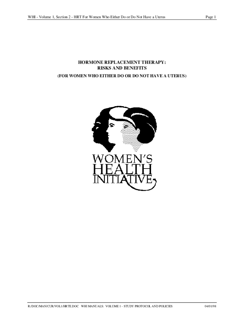 Fillable Online The Women's Health Initiative Hormone Therapy Trials Fax Email Print - pdfFiller