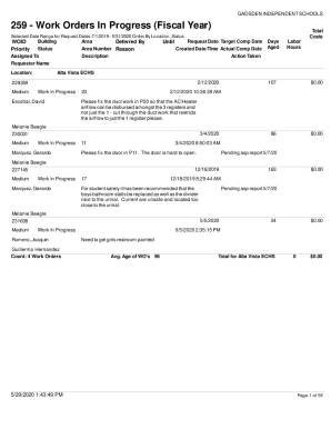 Fillable Online 259 - Work Orders In Progress (Fiscal Year) Fax Email ...