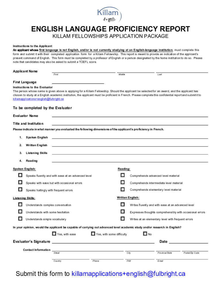 Fillable Online English Language Proficiency Report Fax Email Print ...