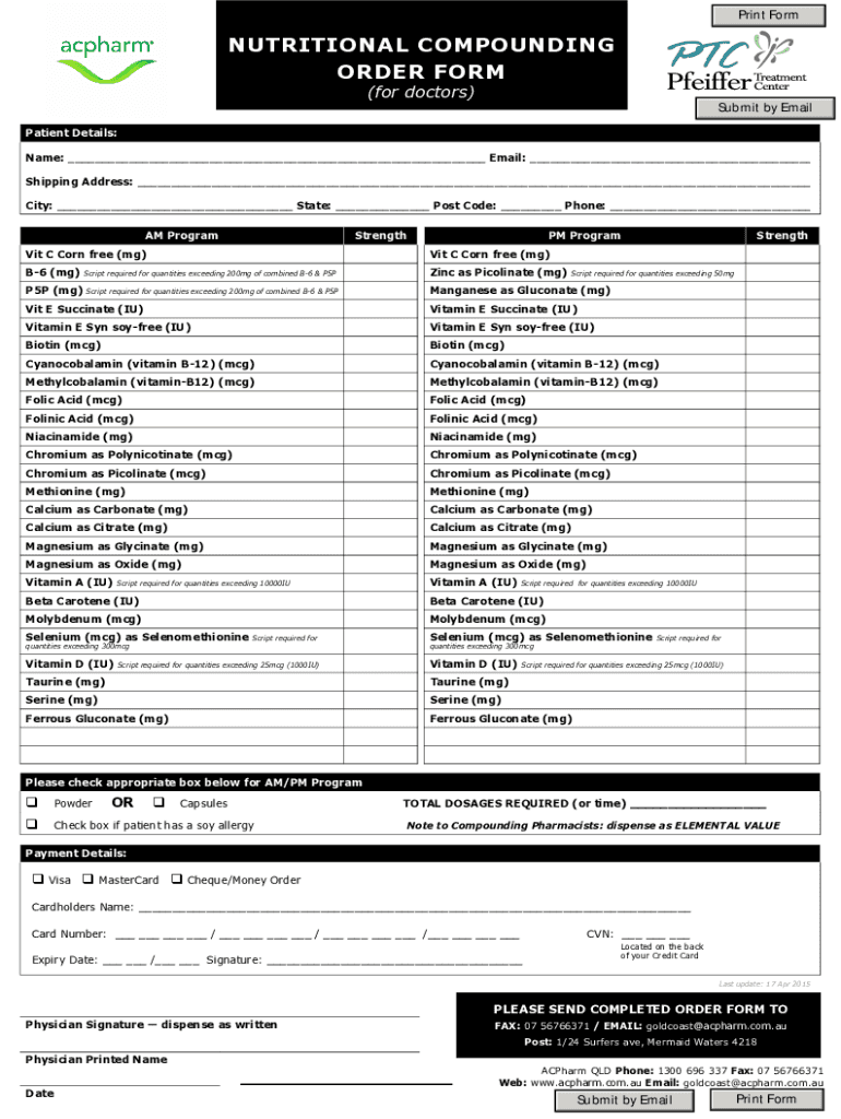 Fillable Online COMPOUND COSTING WORKSHEET Fax Email Print - pdfFiller