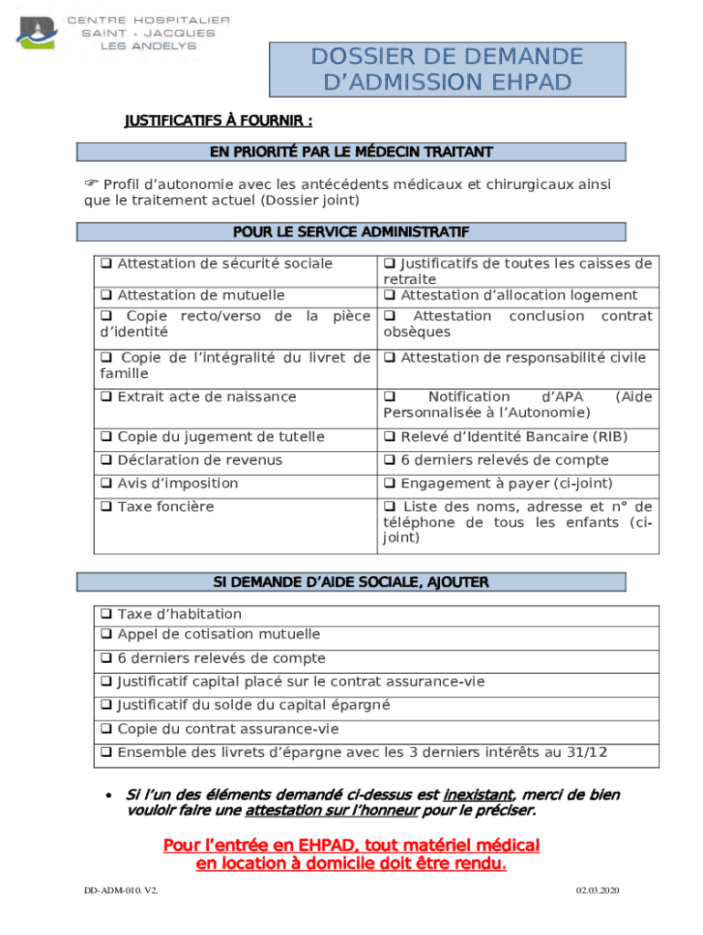 Remplissable En Ligne Dossier de demande d'admission en EHPAD (cerfa n ... Fax Email Imprimer ...