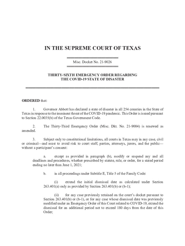 Fillable Online Governor Abbott Declares State Of Disaster In Texas Due