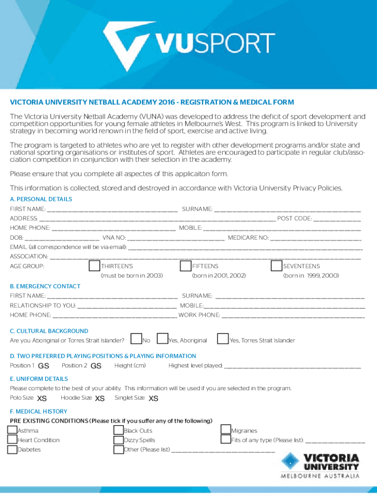 Fillable Online Origin Stories: Tracing the Development of Netball in Victoria ... Fax Email ...
