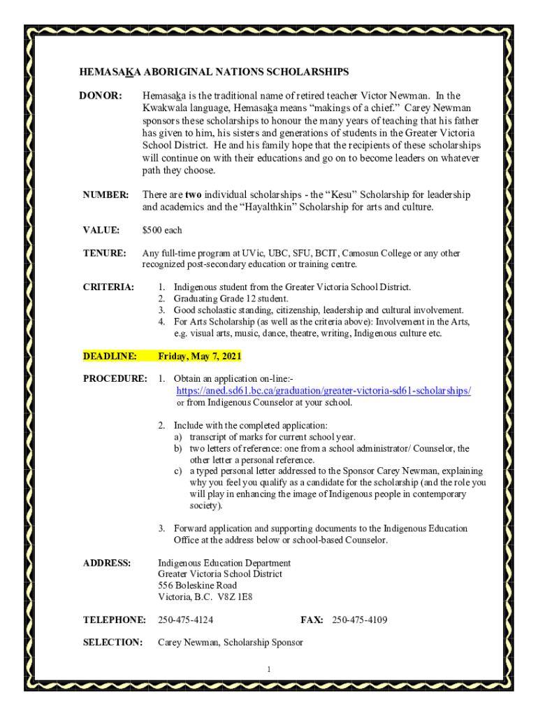 Fillable Online Aboriginal Nations Education Division Greater Victoria ... Fax Email Print ...