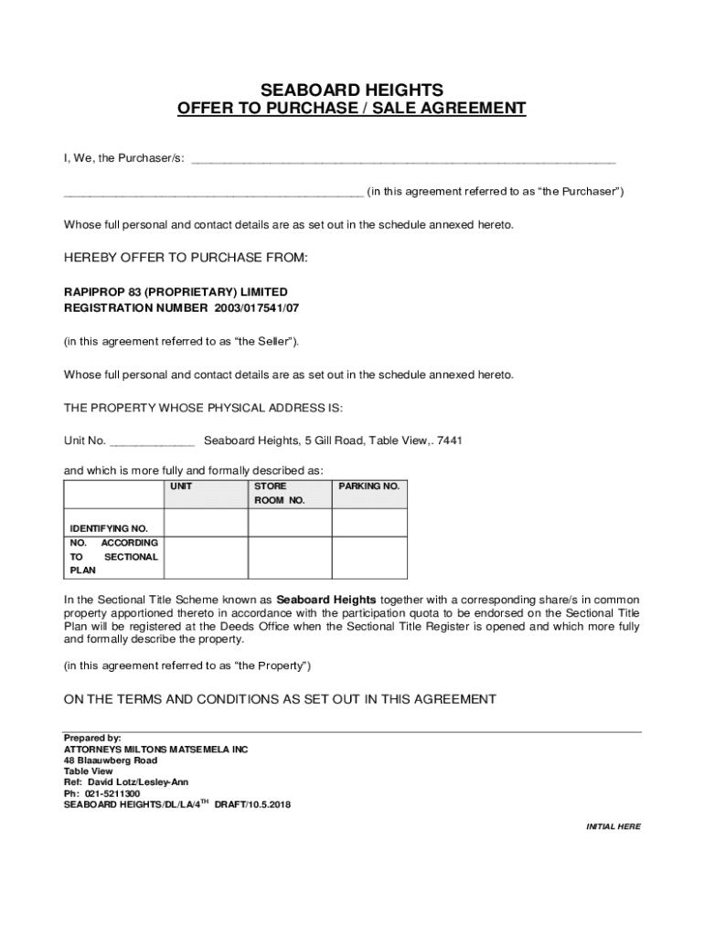 Fillable Online PURCHASE, SALE, AND DEVELOPMENT AGREEMENT Fax Email ...