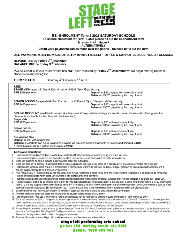 Fillable Online STUDENT RE-ENROLLMENT PACKAGE FOR EXISTING ... Fax ...