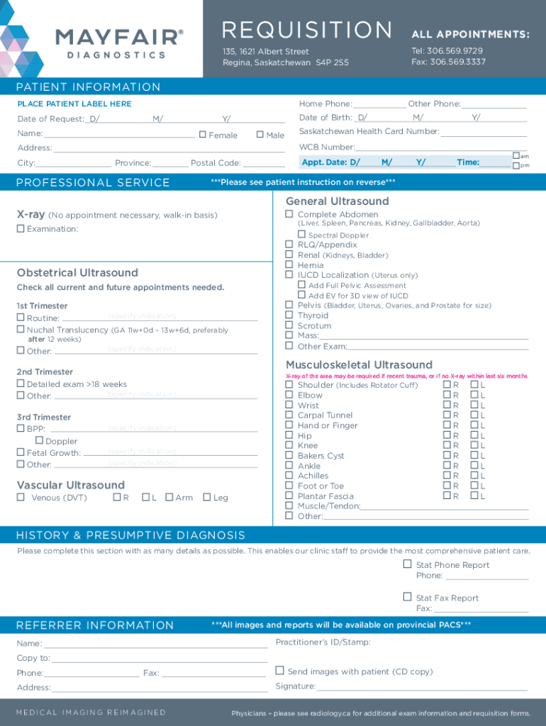 Fillable Online Mayfair Diagnostics Regina Fax Email Print - pdfFiller