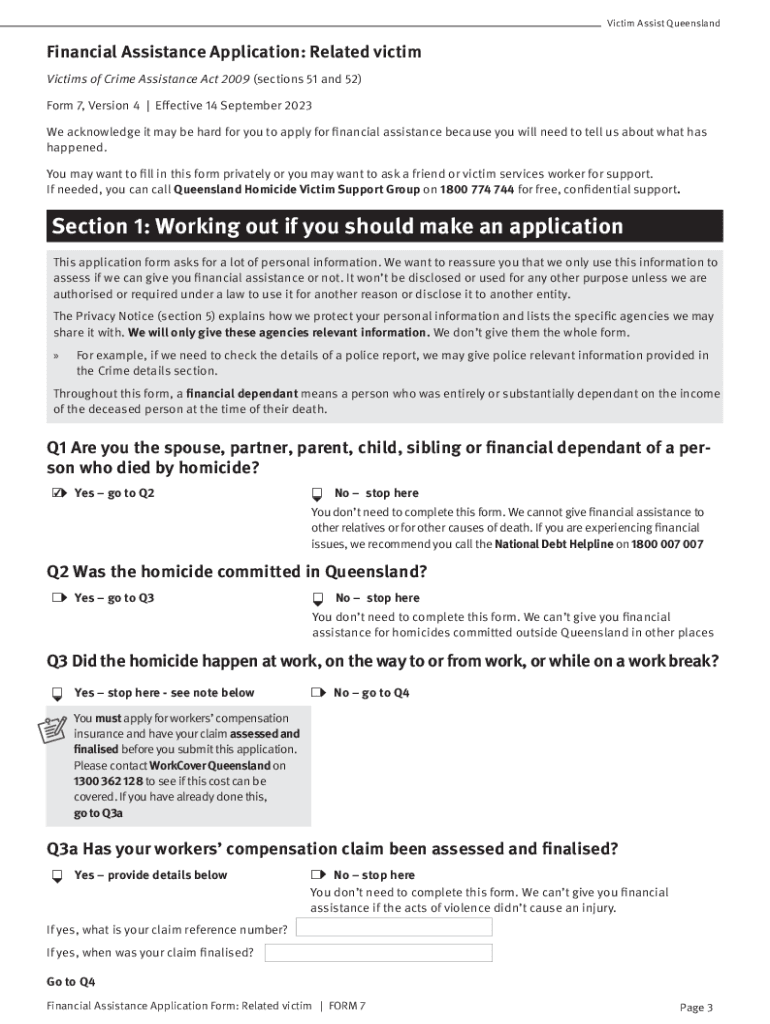 Fillable Online Related Victim - Financial Assistance Application Form ...